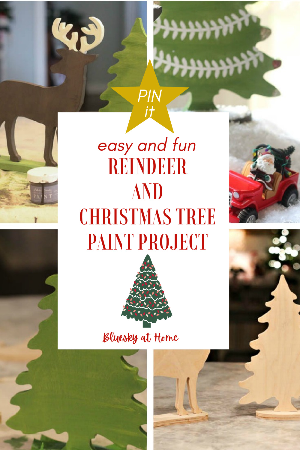 Easy Reindeer and Christmas Tree DIY Project - Bluesky at Home