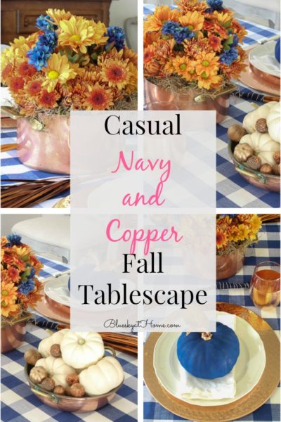Casual Navy and Copper Fall Tablescape ~ Bluesky at Home