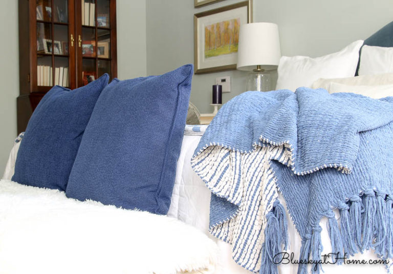 Beautiful Blue and White Winter Master Bedroom - Bluesky at Home