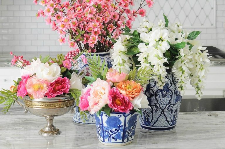Easy Faux Flower Spring Arrangements - Bluesky at Home