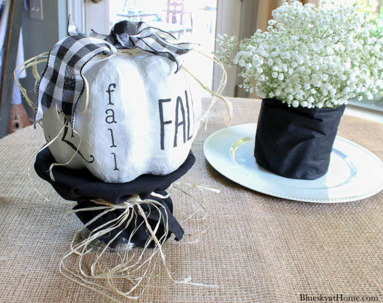 Black and White Fall Tablescape with Rustic Flair - Bluesky at Home