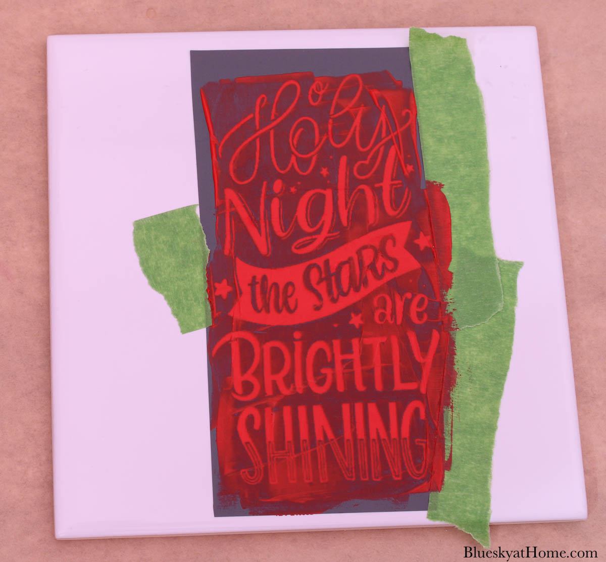 How to Make Easy Christmas Tiles with Stencils - Bluesky at Home