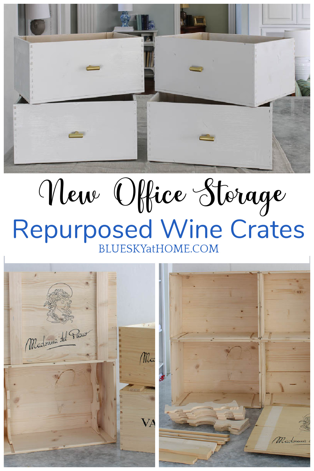 How to Repurpose Wine Crates as Office Storage - Bluesky at Home