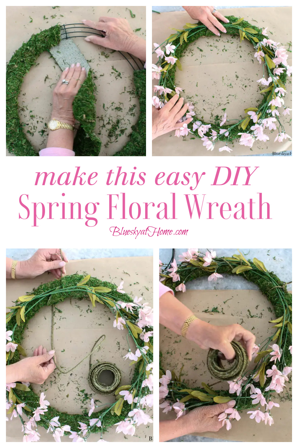 How to Make a DIY Spring Floral Wreath - Bluesky at Home