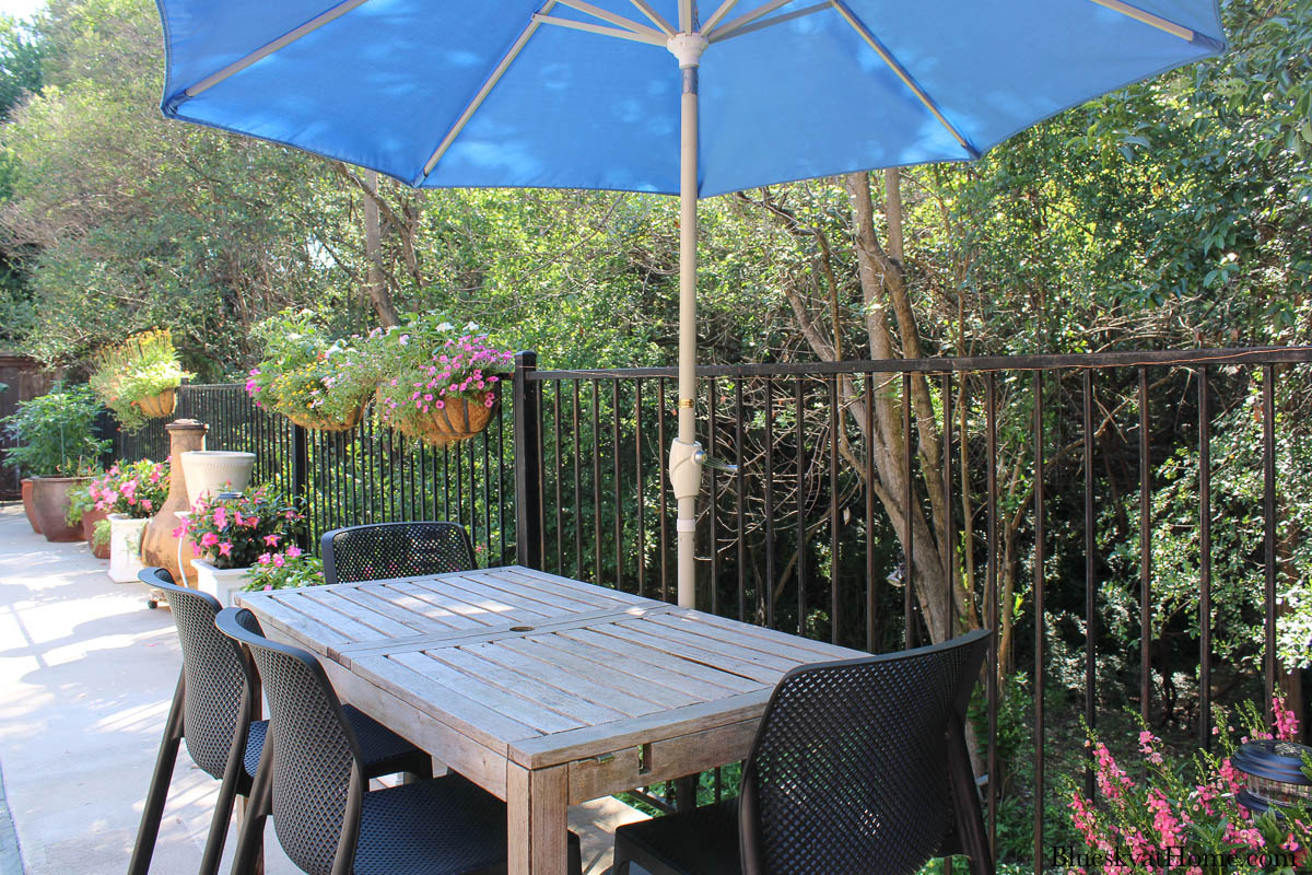 Pretty Pink Summer Table Setting Outside for Breakfast - Bluesky at Home