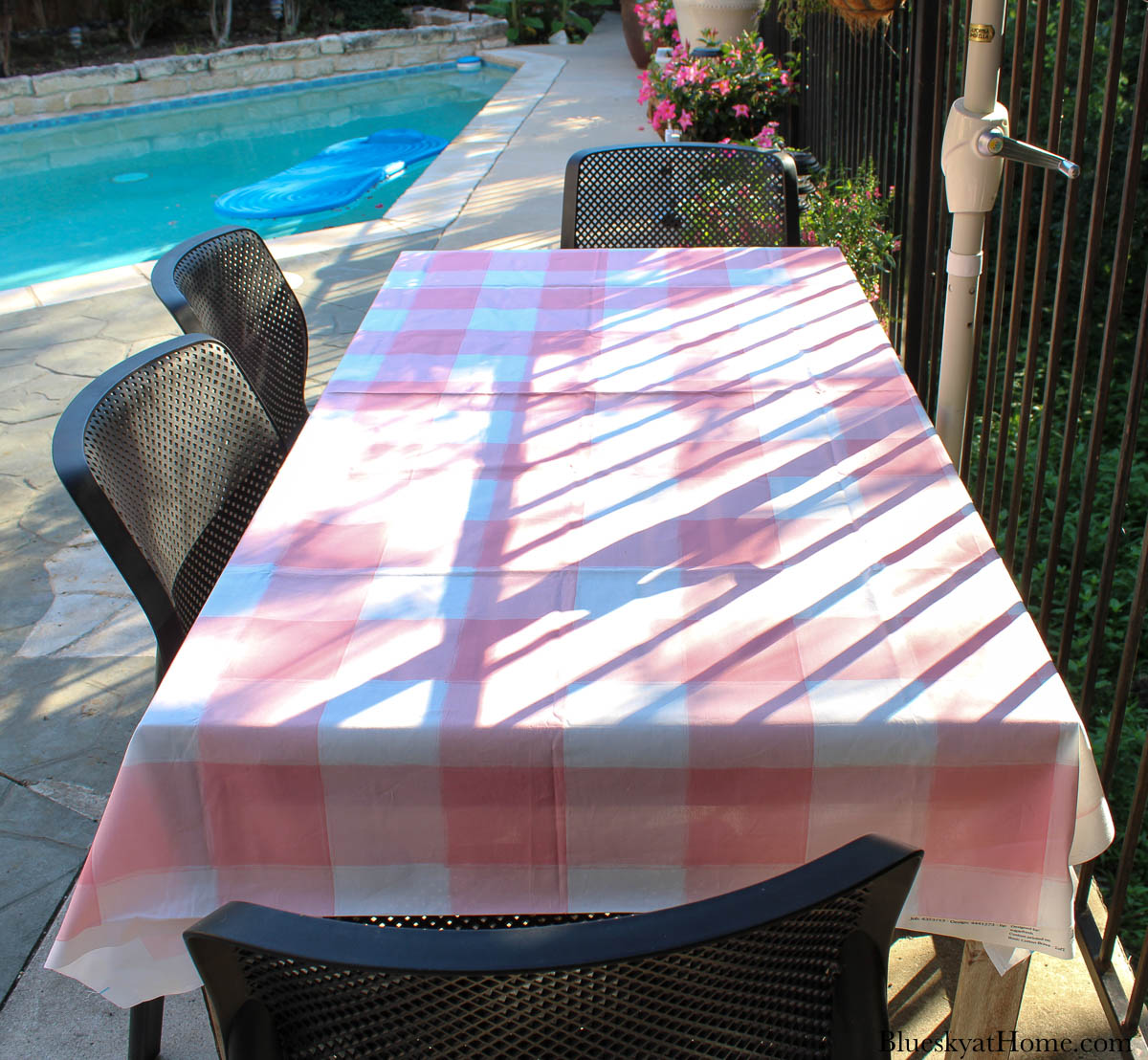 Pretty Pink Summer Table Setting Outside for Breakfast - Bluesky at Home