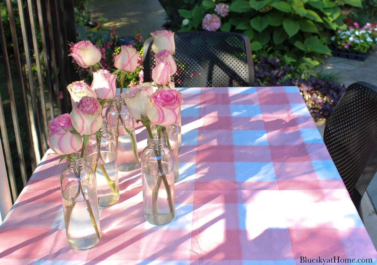 Pretty Pink Summer Table Setting Outside for Breakfast - Bluesky at Home