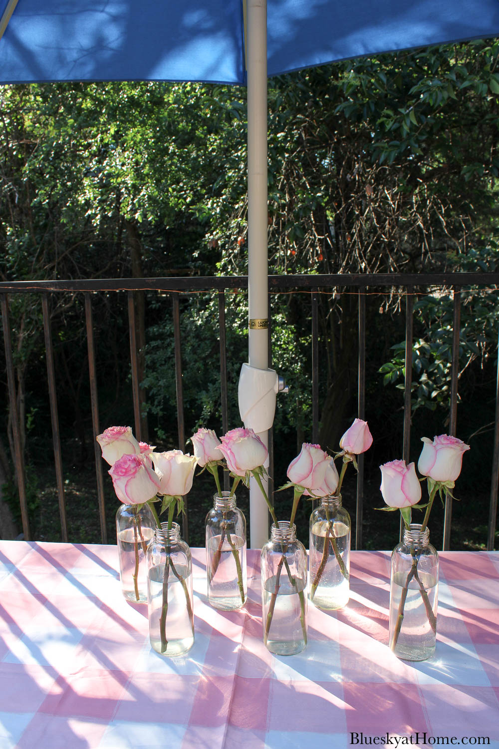 Pretty Pink Summer Table Setting Outside for Breakfast - Bluesky at Home