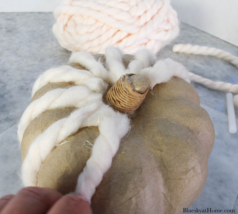 How to Decorate a Pumpkin with Yarn - Bluesky at Home