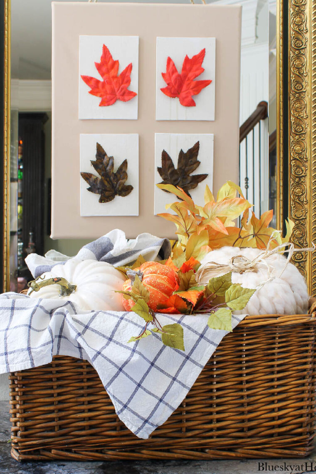 Easy DIY Fall Leaf Art On Canvas - Bluesky at Home