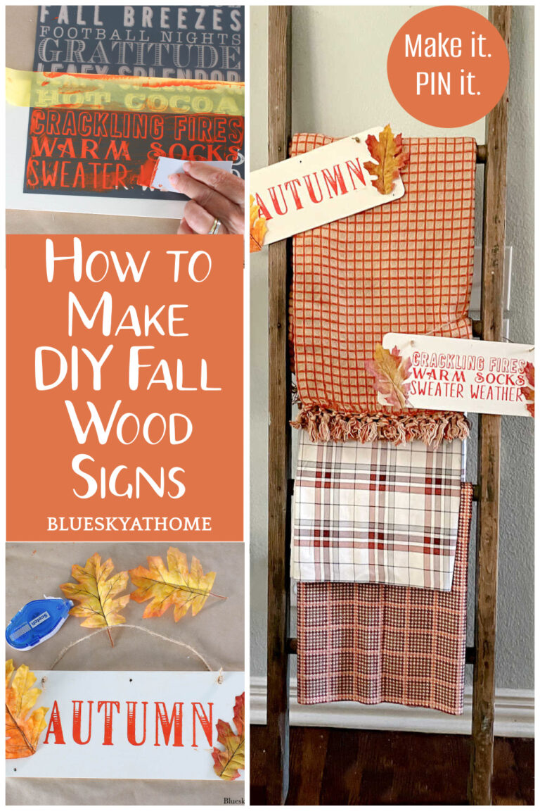 Simple DIY Fall Wood Signs to Decorate a Ladder - Bluesky at Home