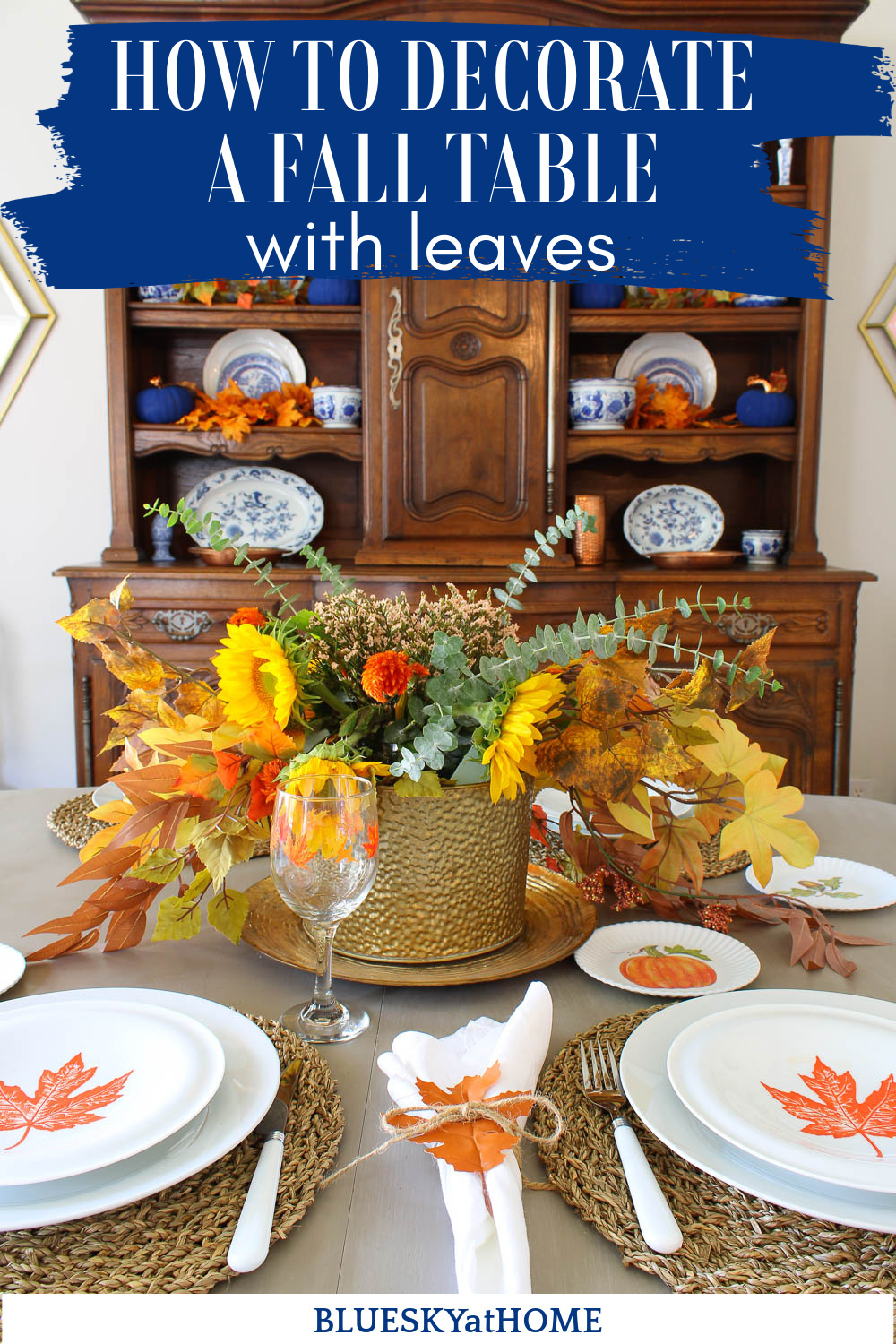 How to Decorate a Fall Table with Leaves - Bluesky at Home