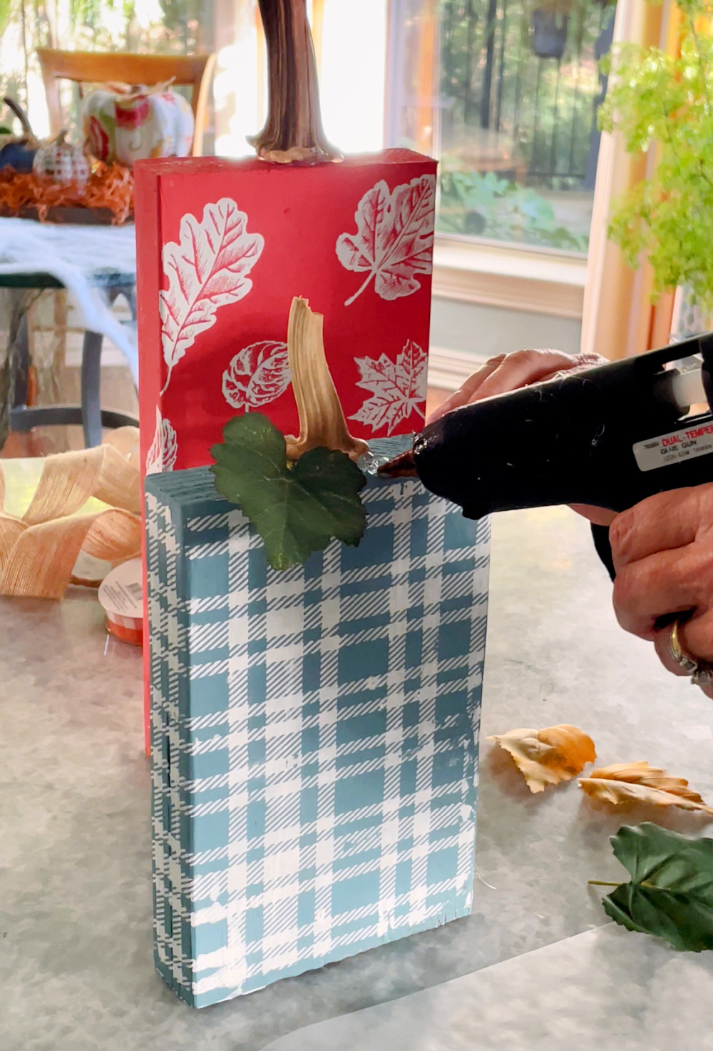 How to Make Easy Wood Block Pumpkins with Paint - Bluesky at Home