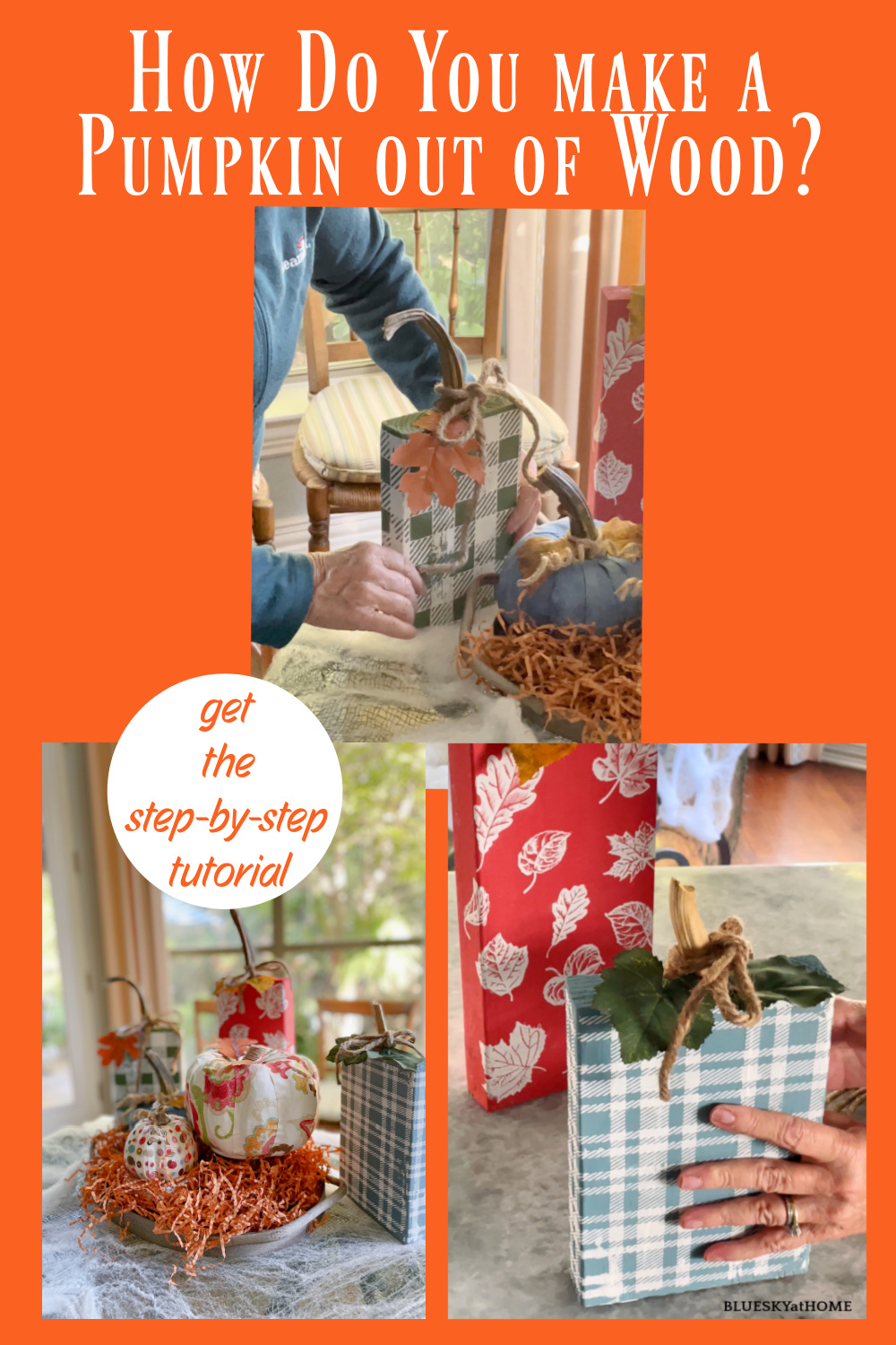 How to Make Easy Wood Block Pumpkins - Bluesky at Home