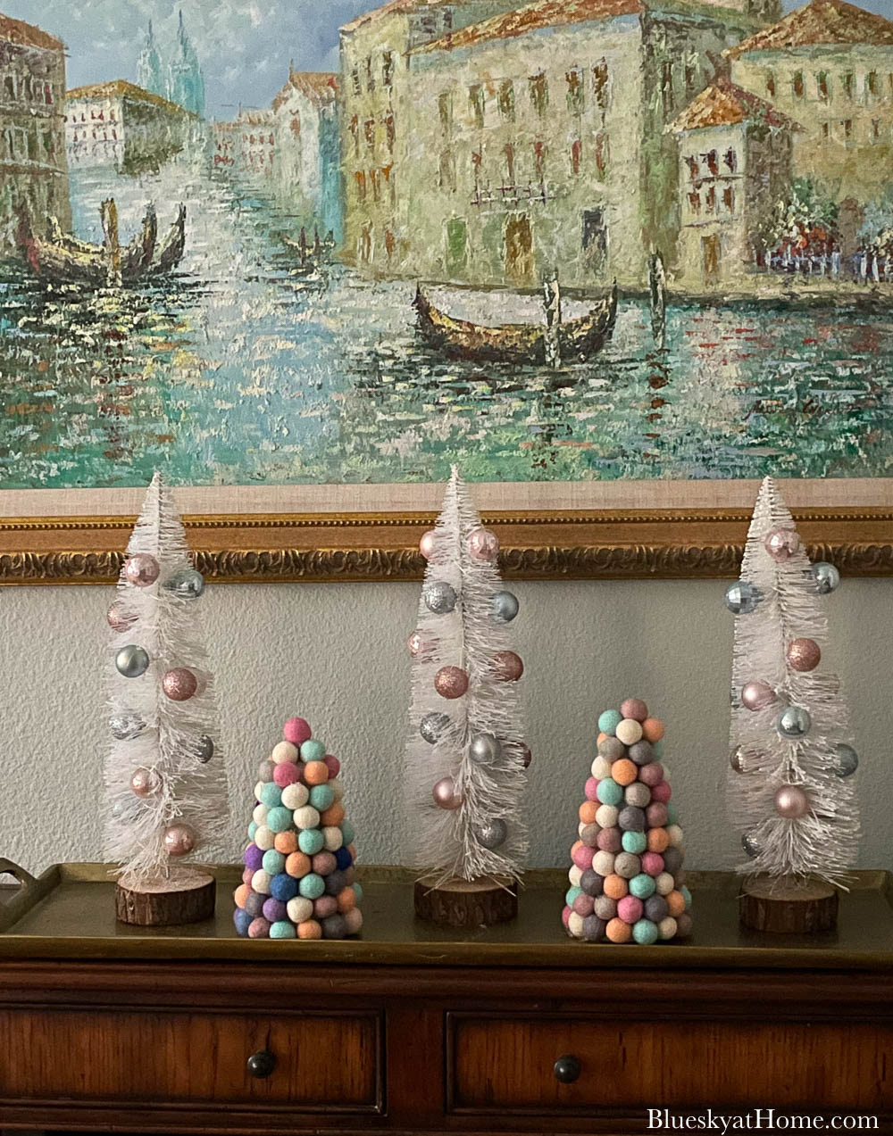 DIY Christmas Tree Holiday Vignette on a Tray - Bluesky at Home