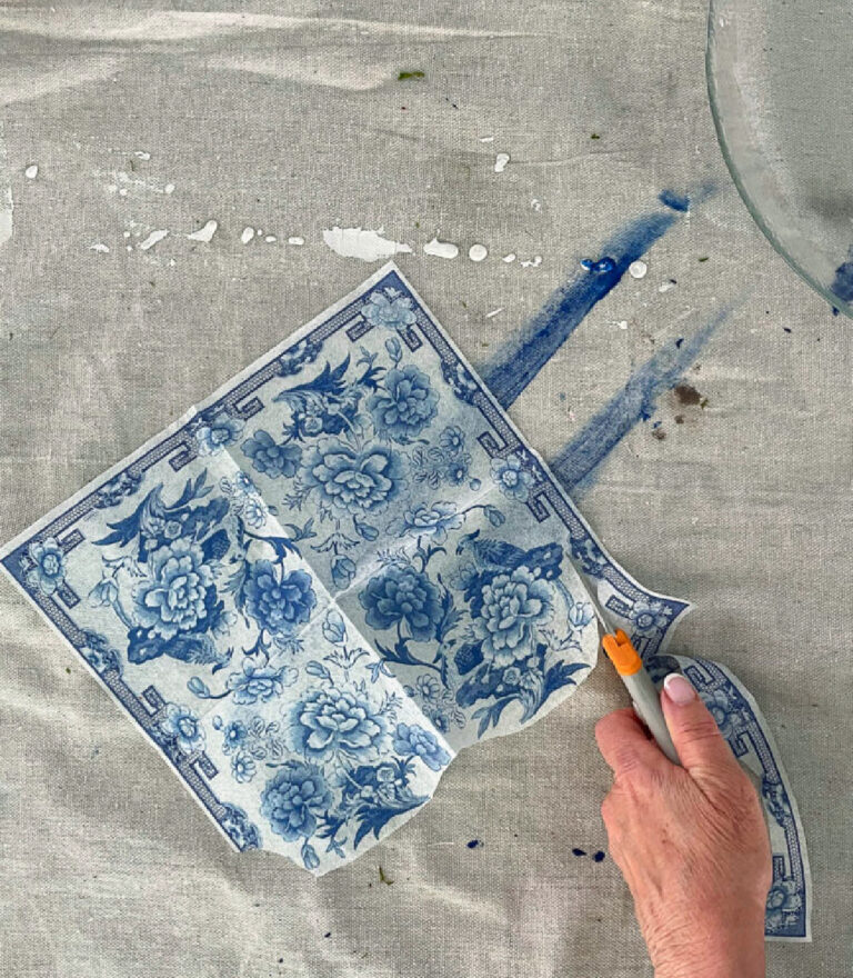 How to Easily Decoupage a Glass Platter - Bluesky at Home
