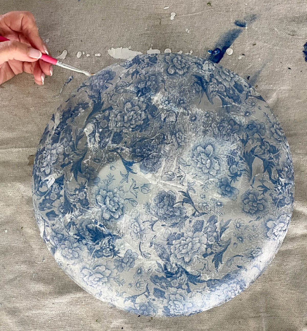 How to Easily Decoupage a Glass Platter - Bluesky at Home