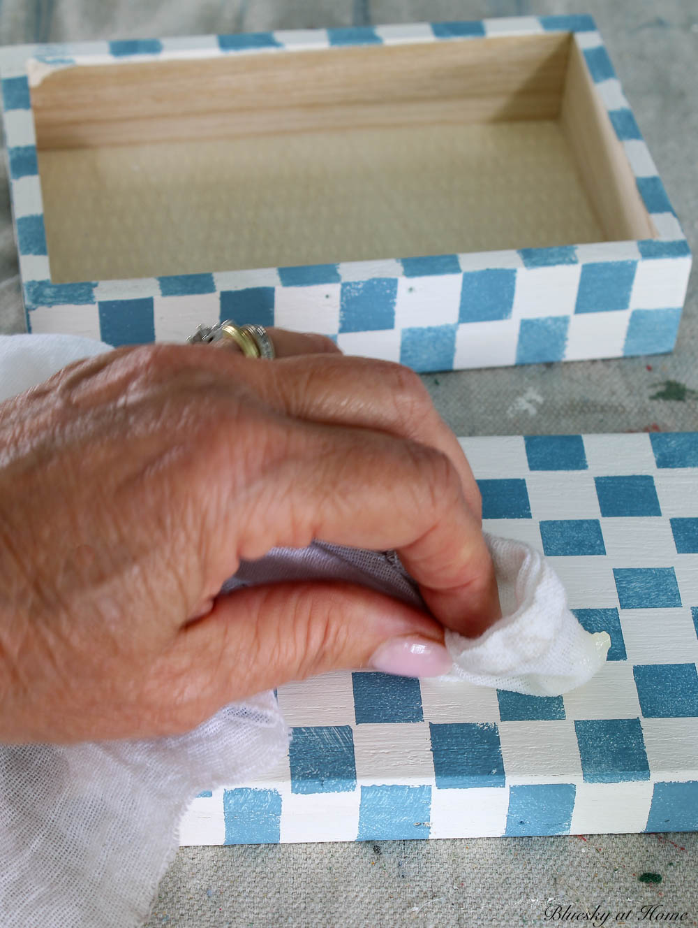 How to Decorate a Wood Box with Paint - Bluesky at Home