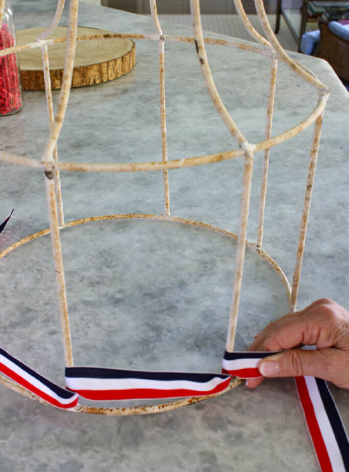 Patriotic Decor - How to Decorate a Cloche with DIY Flags - Bluesky at Home