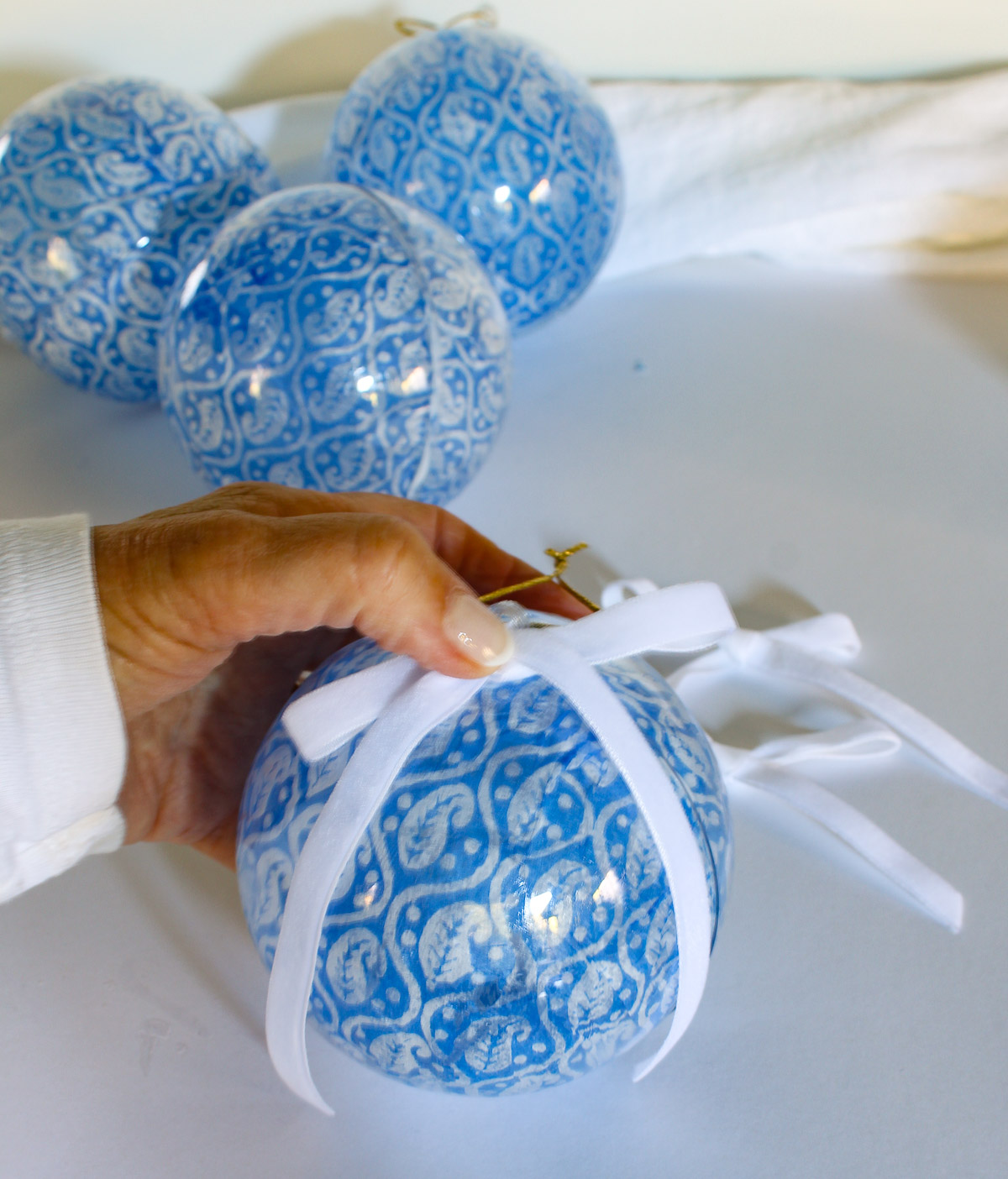 How to Make Easy DIY Decoupage Christmas Ornaments - Bluesky at Home